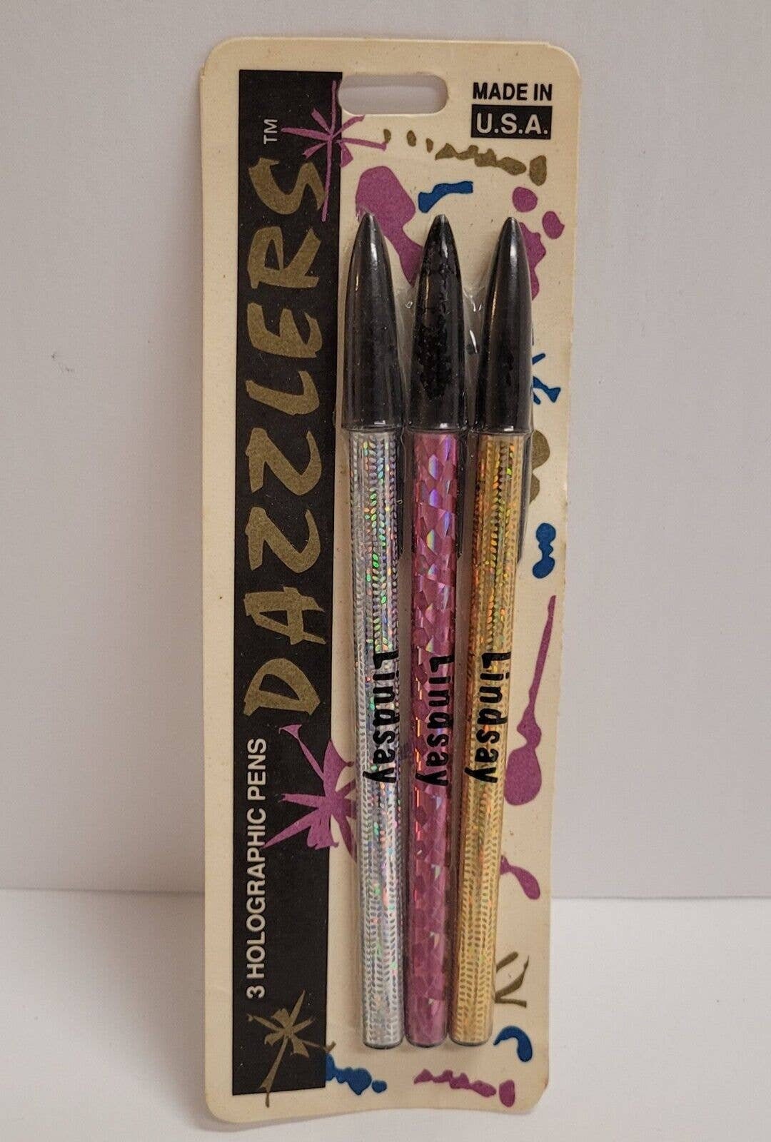 Vintage Dazzlers Holographic Pens - Lindsay - 3pk Made in USA 1993 H&L ...