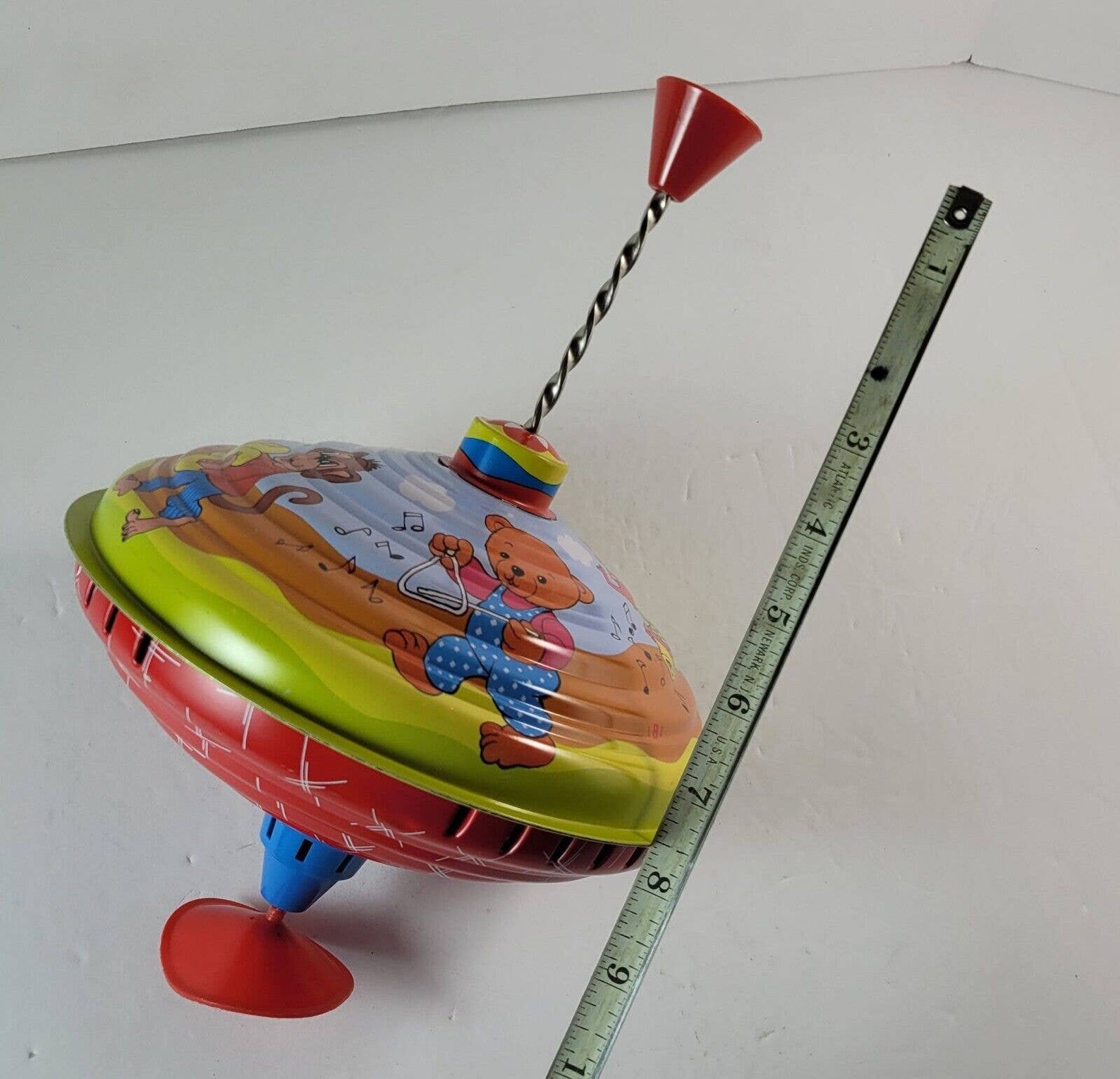 Vintage LBZ Hand Spinning Top Tin Litho Toy With Cartoon - Etsy
