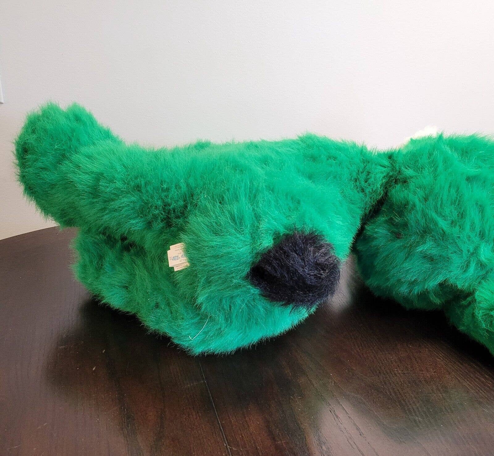 Vintage LARGE 1994 Liberty Toy Green Dog Plush Toy 30