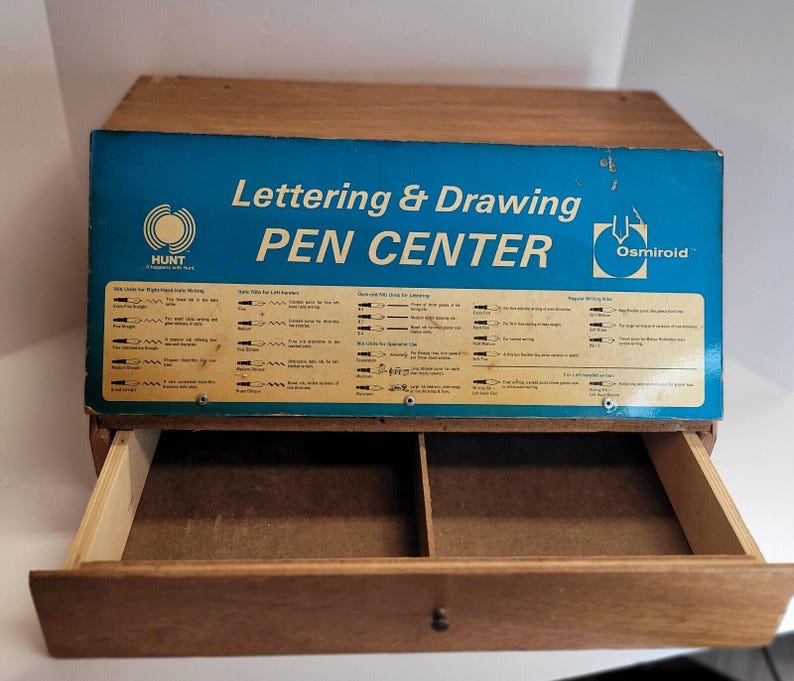 Vintage Osmiroid Store Counter Pen Center Display Wooden Lettering ...