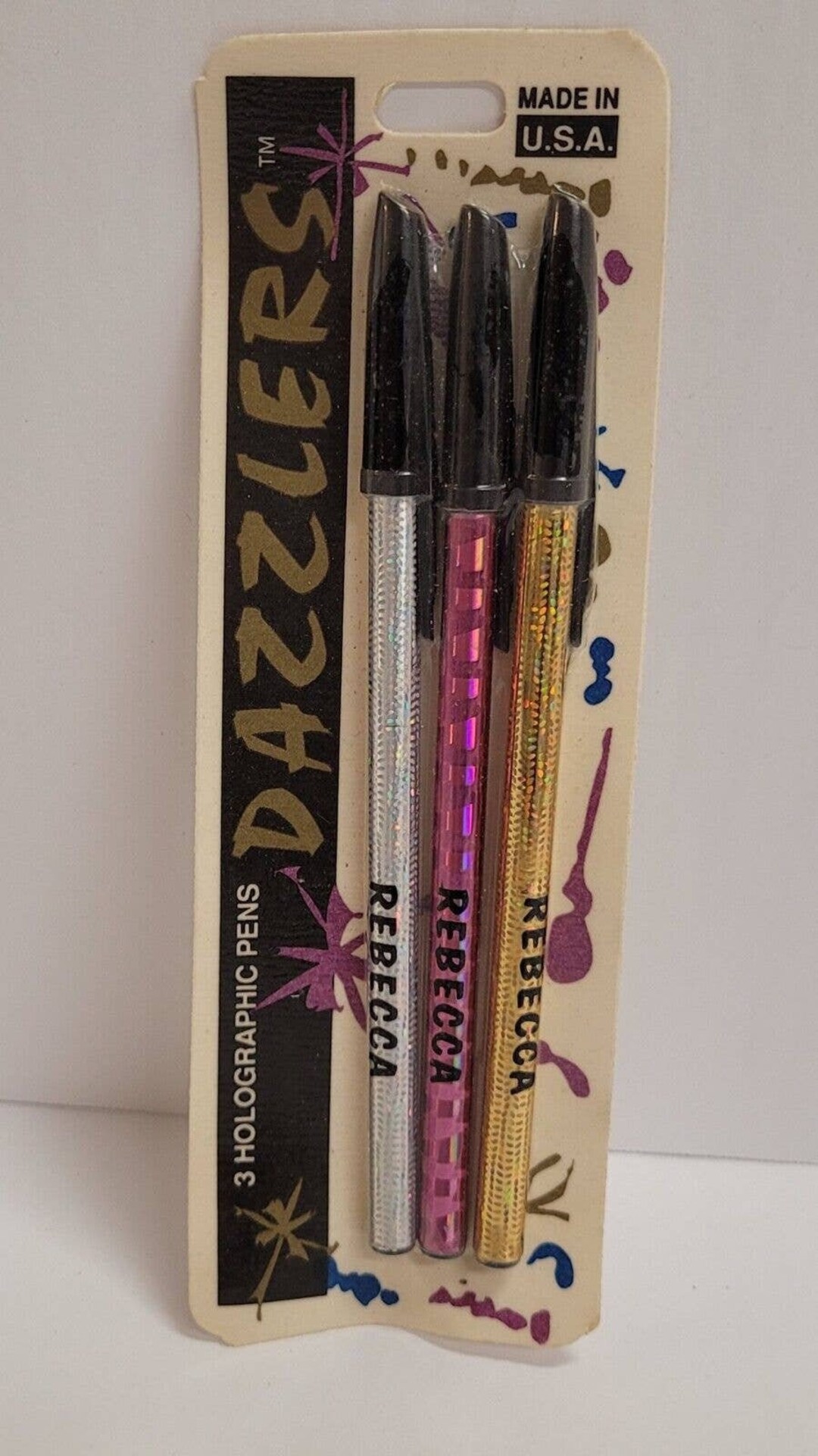 Vintage Dazzlers Holographic Pens - Rebecca - 3pk Made in USA 1993 H&L ...