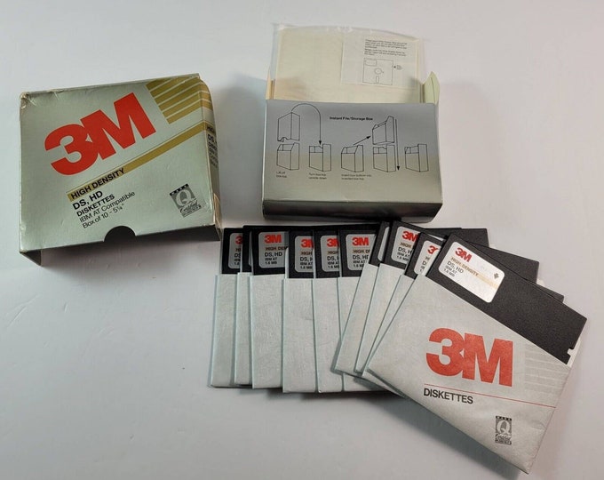 3M High Density Floppy Disk 5 1/4" DS HD 1.6 MB Diskettes Unused Box of ...