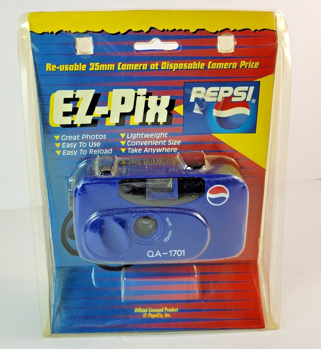 Vintage Pepsi Cola Cam 35mm Reusable Point & Shoot EZ PIX Camera SEALED ...