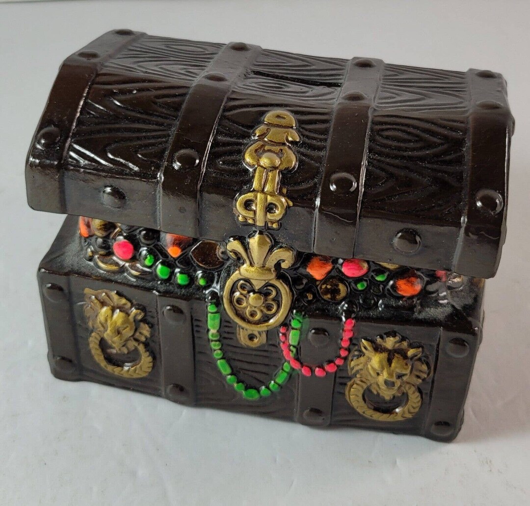 Vintage Forsum Pirate Treasure Chest Coin Piggy Bank With Stop 1960s ...