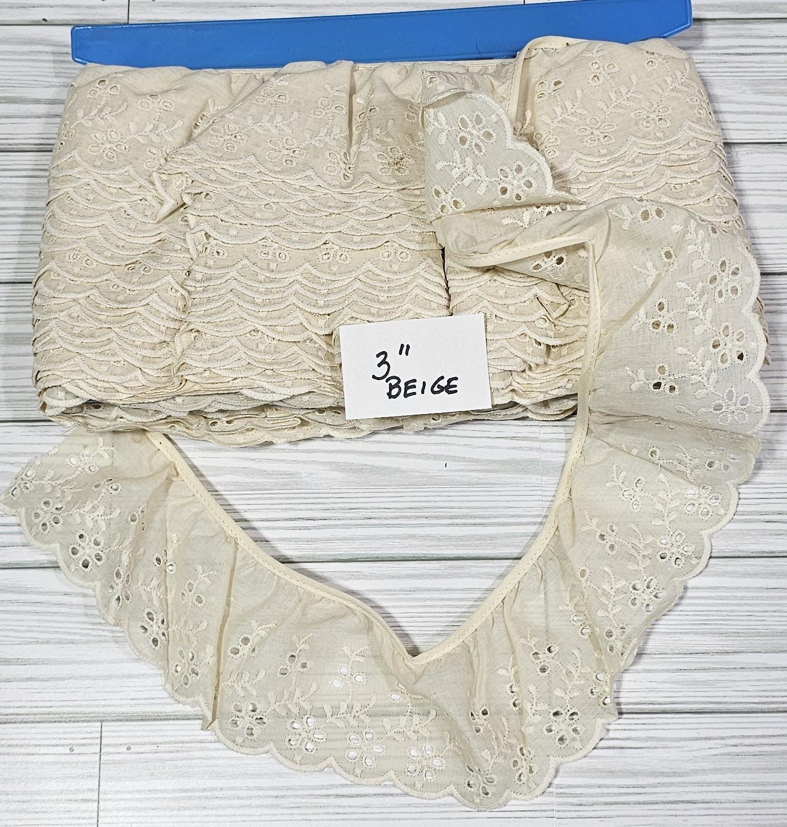 Vintage Eyelet Ruffle Trim by the Yard White Beige Pink Peach - Etsy