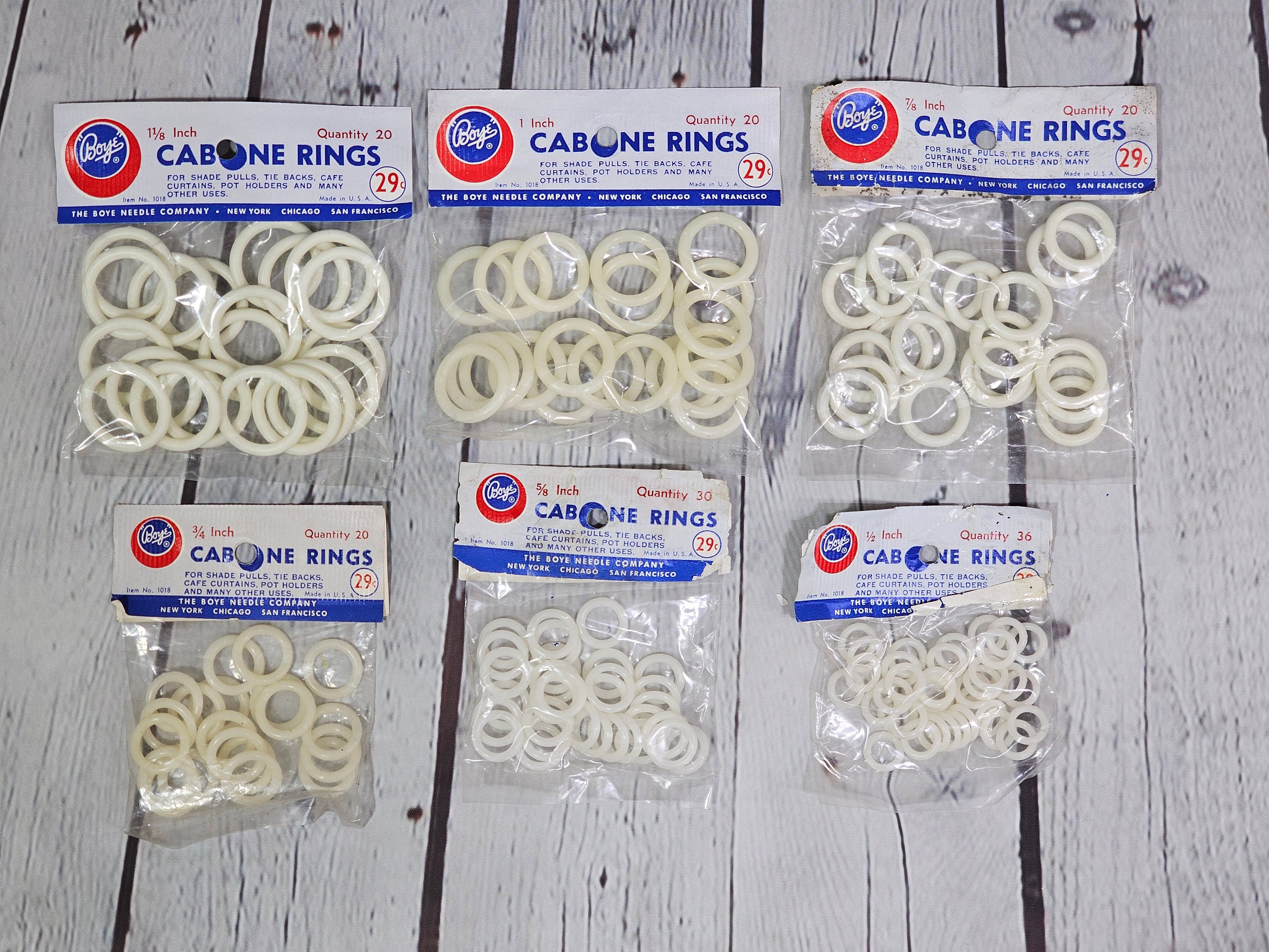 Vintage Round White Plastic Macrame Craft O Rings in Package 1/2, 5/8 ...