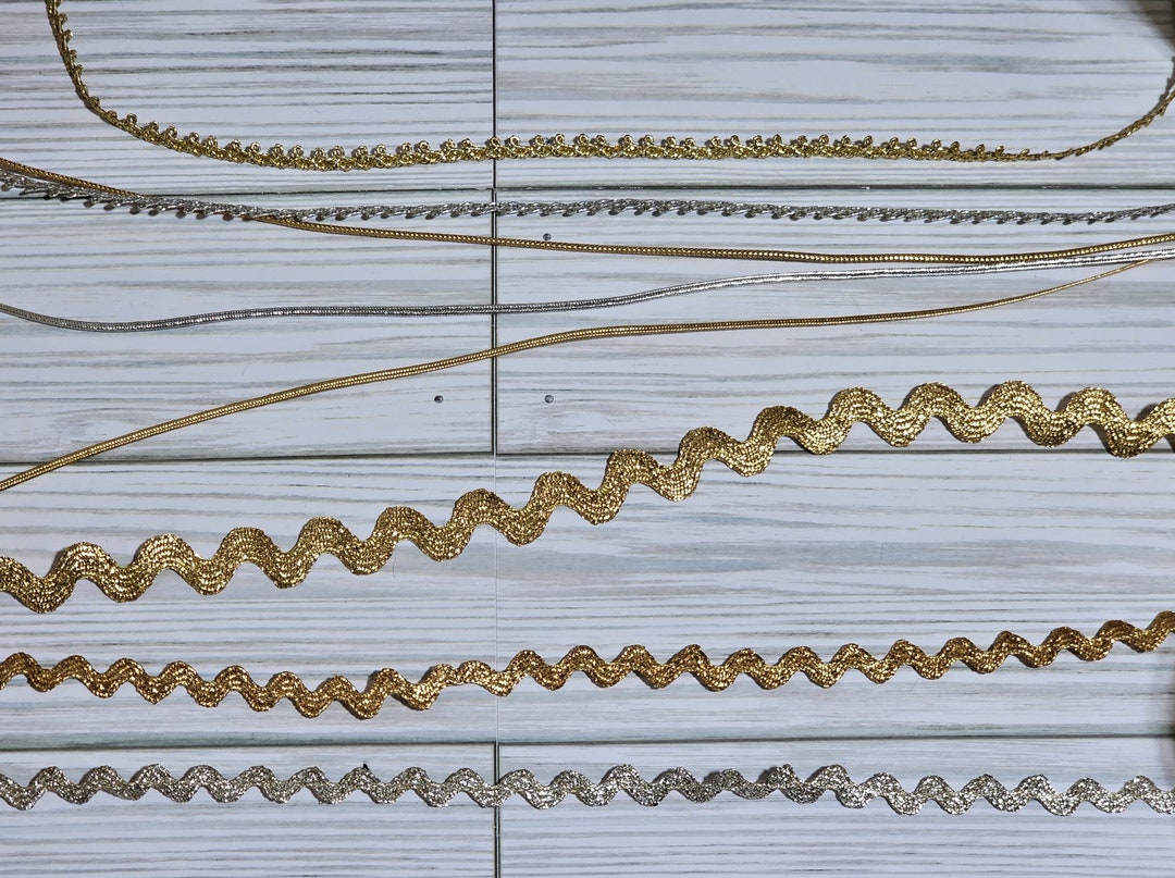 Gold Silver Metallic Trim Ric Rac Flat Vintage Sold by the Yard Great ...