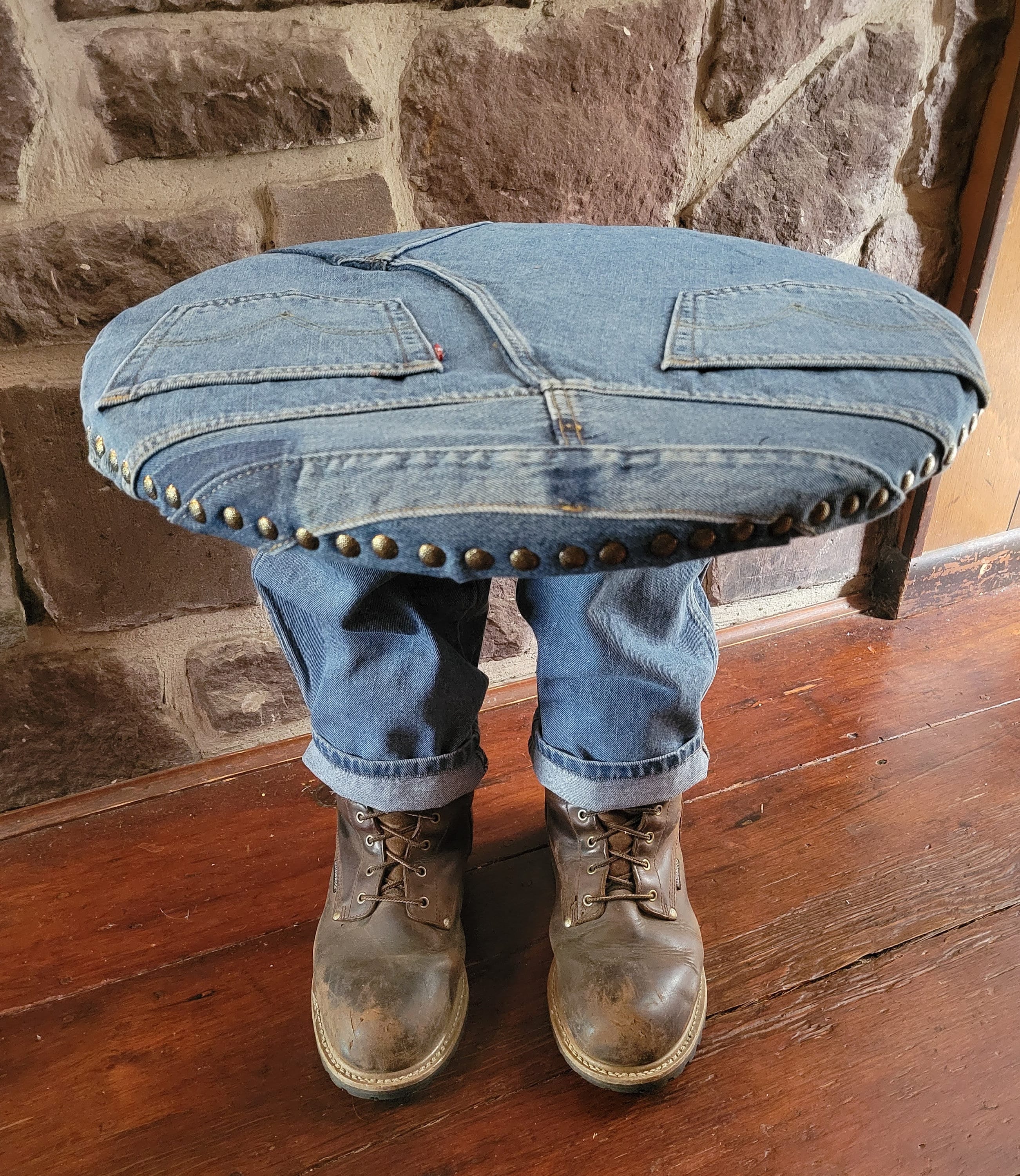 Unique Handmade Denim Jean Stool Table Boots for Feet Named - Etsy