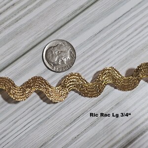 Gold Silver Metallic Trim Ric Rac Flat Vintage Sold by the Yard Great ...