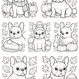 Frenchie Fall Coloring Pages – 8 Pack Digital Download With Bonus ...