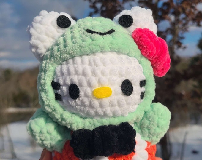 Crochet Frog Hello Kitty | Amigurumi, Small Buisness, Handmade, Stuffed ...