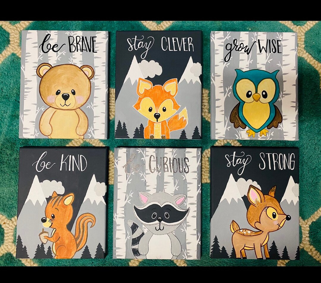 Woodland Animals Nursery Signs Hand Painted - Etsy