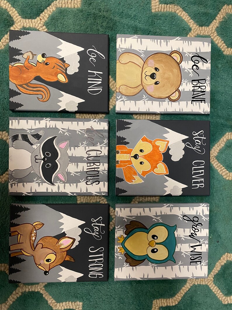 Woodland Animals Nursery Signs Hand Painted | Etsy