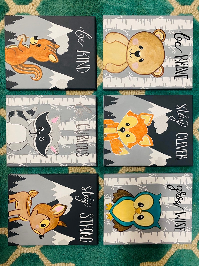 Woodland Animals Nursery Signs Hand Painted | Etsy