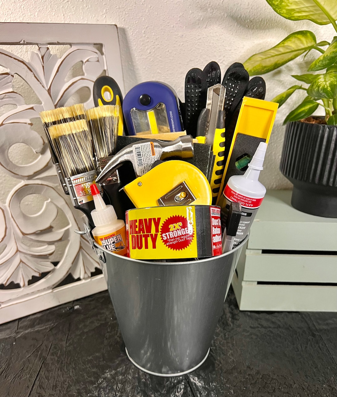 Handyman Gift Basket – Housewarming Gift for Him, Personalized Wood Tag ...