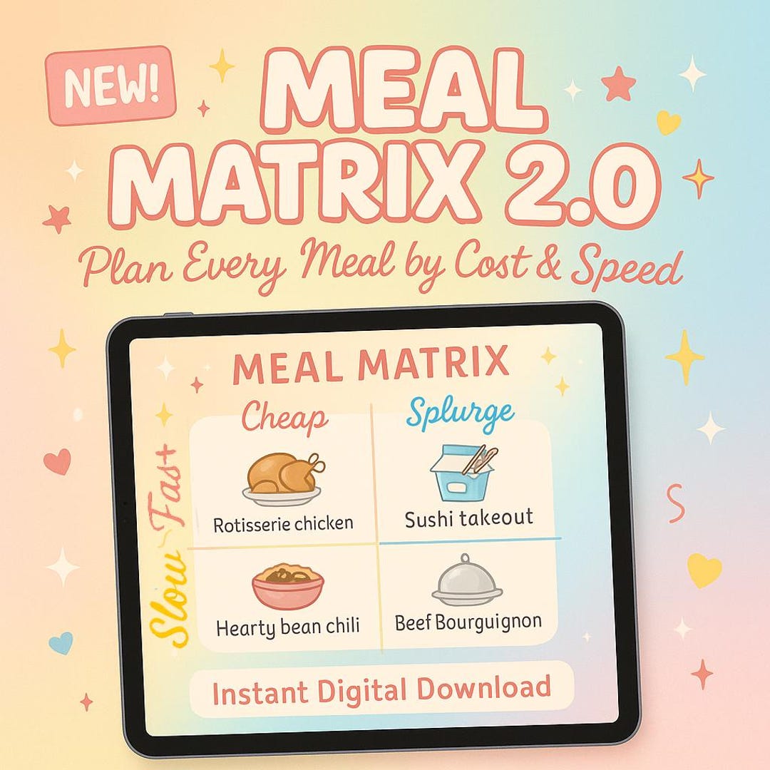Kawaii ADHD Meal Matrix Printable – Simple Food Decision Chart for ...