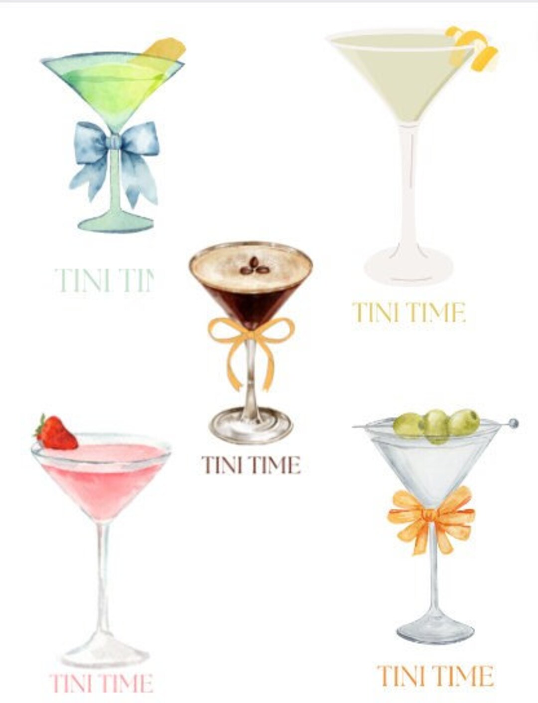 TINI TIME 5 Piece Individual Bar Art - Etsy