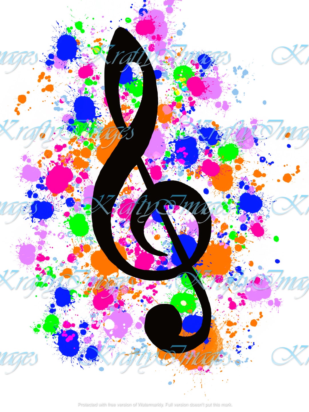 Treble Clef Png/music Notes/watercolor/colorful/vibrant/musical - Etsy