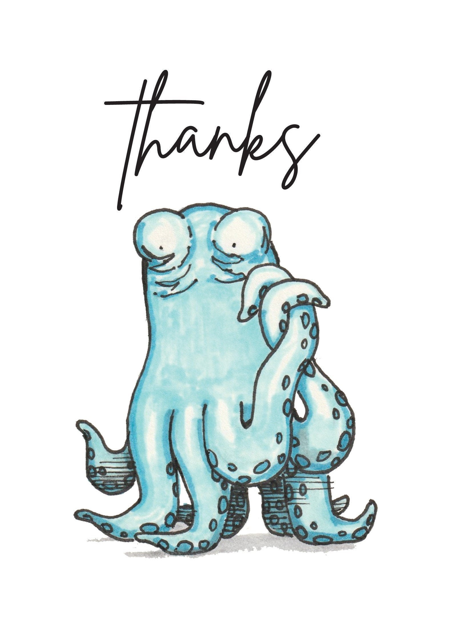 Octopus Thank You Card Print | Sea Animal Printable Card | Birthday ...