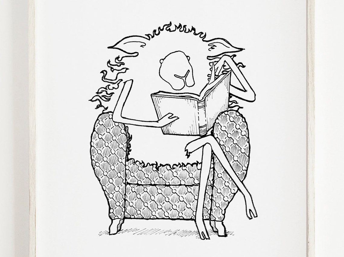 Sheep Reading A Book Art Print | Sheep Art Printable | Reading Wall Art ...
