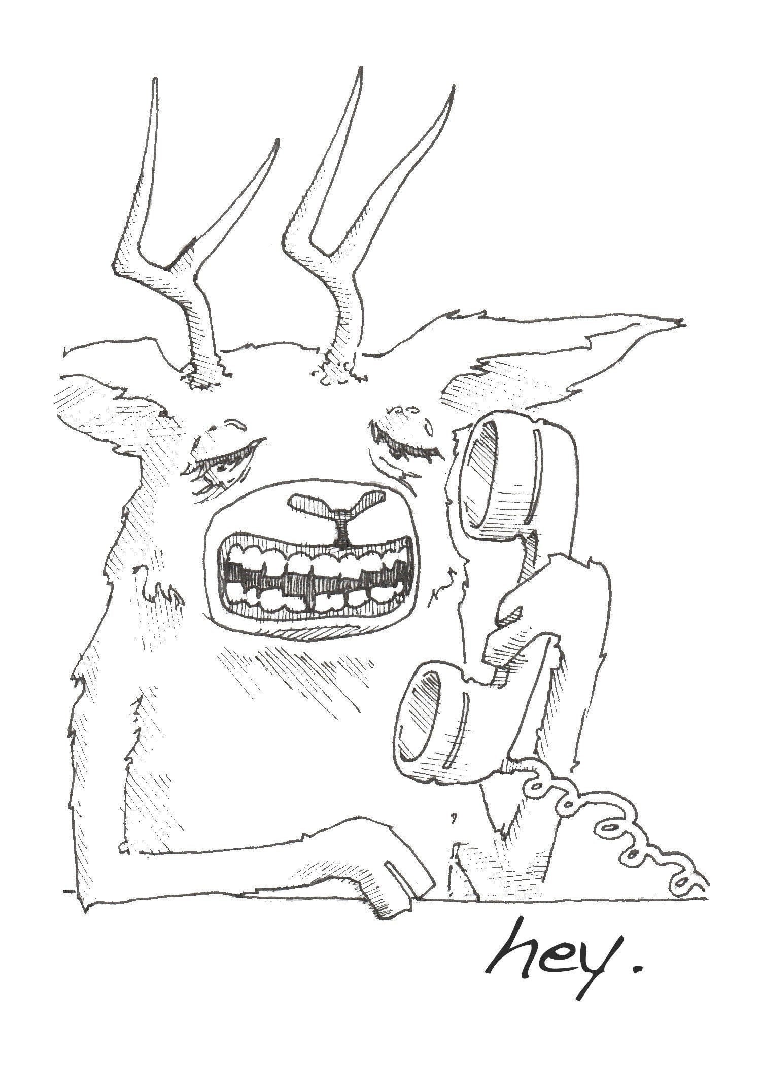 Hey Deer Greeting Card | Printable Deer Card | Deer on the Phone Note ...