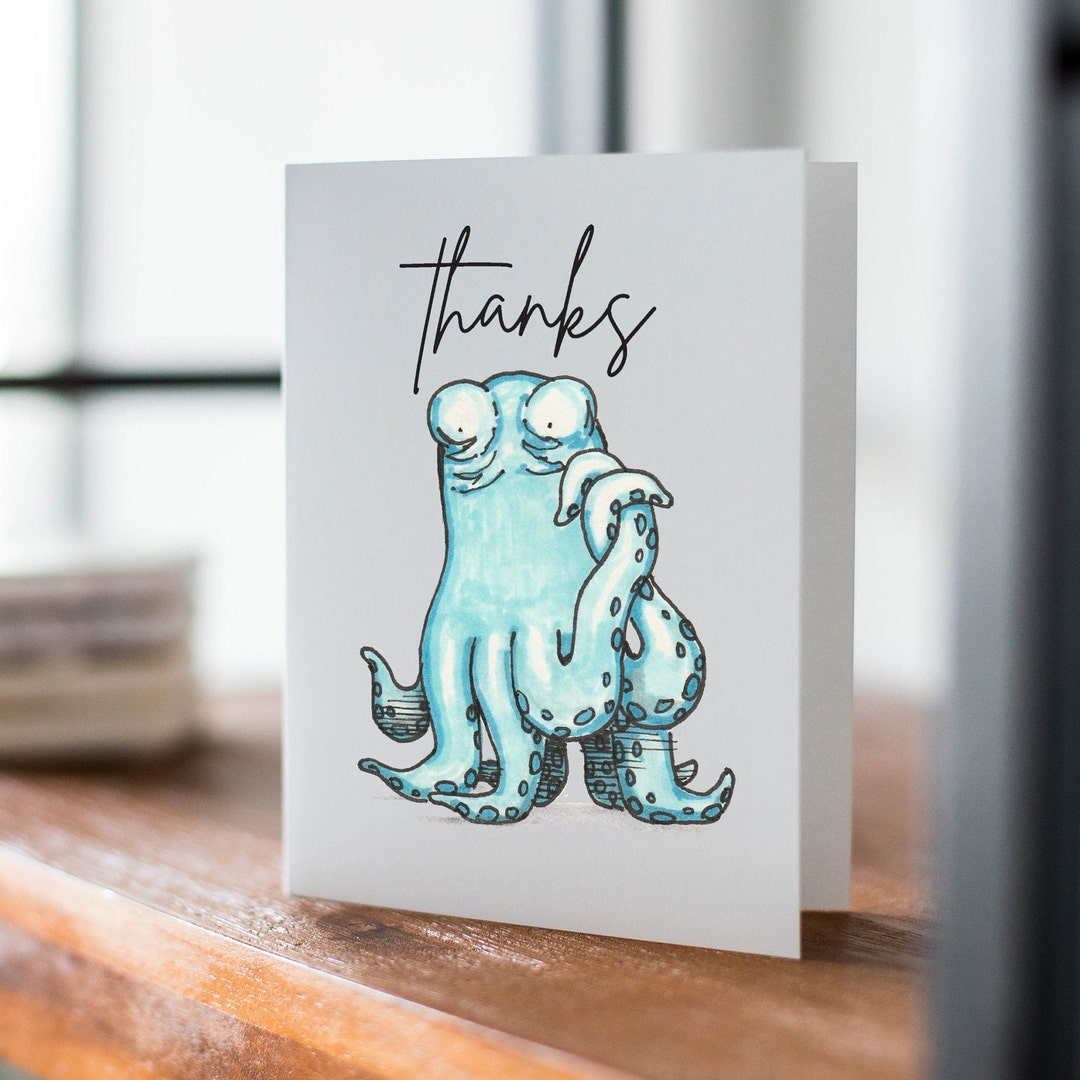 Octopus Thank You Card Print | Sea Animal Printable Card | Birthday ...