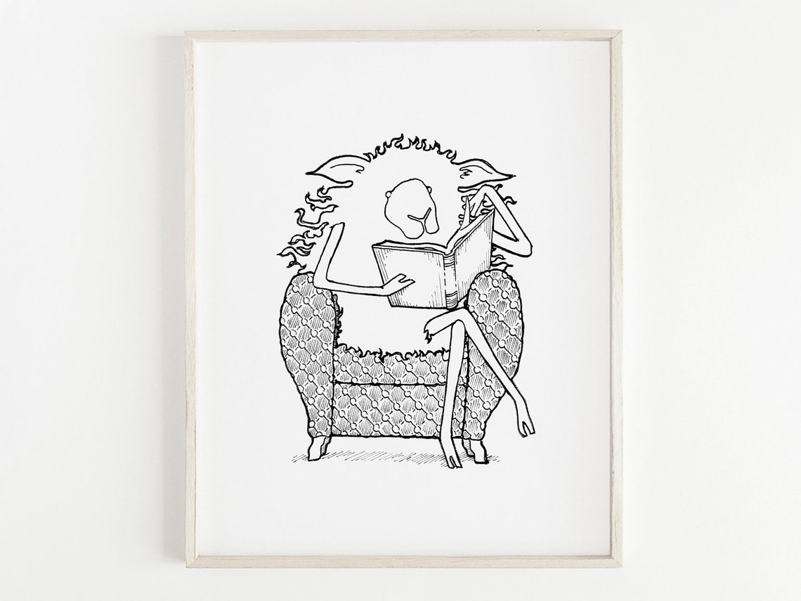 Sheep Reading A Book Art Print | Sheep Art Printable | Reading Wall Art ...