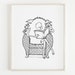 Sheep Reading A Book Art Print | Sheep Art Printable | Reading Wall Art ...