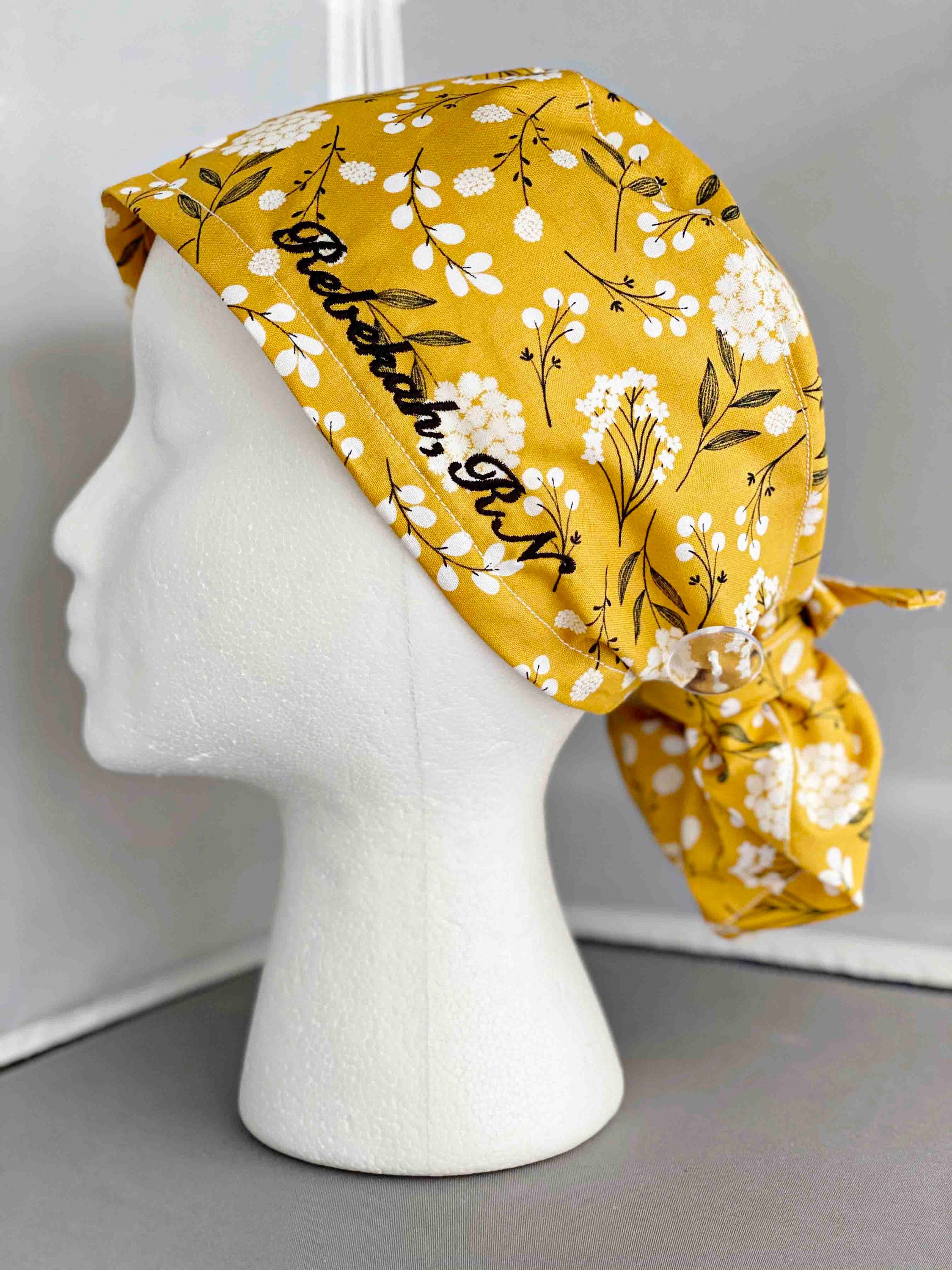 Embroidered Ponytail Scrub Cap for Women Monogram Scrub Cap - Etsy