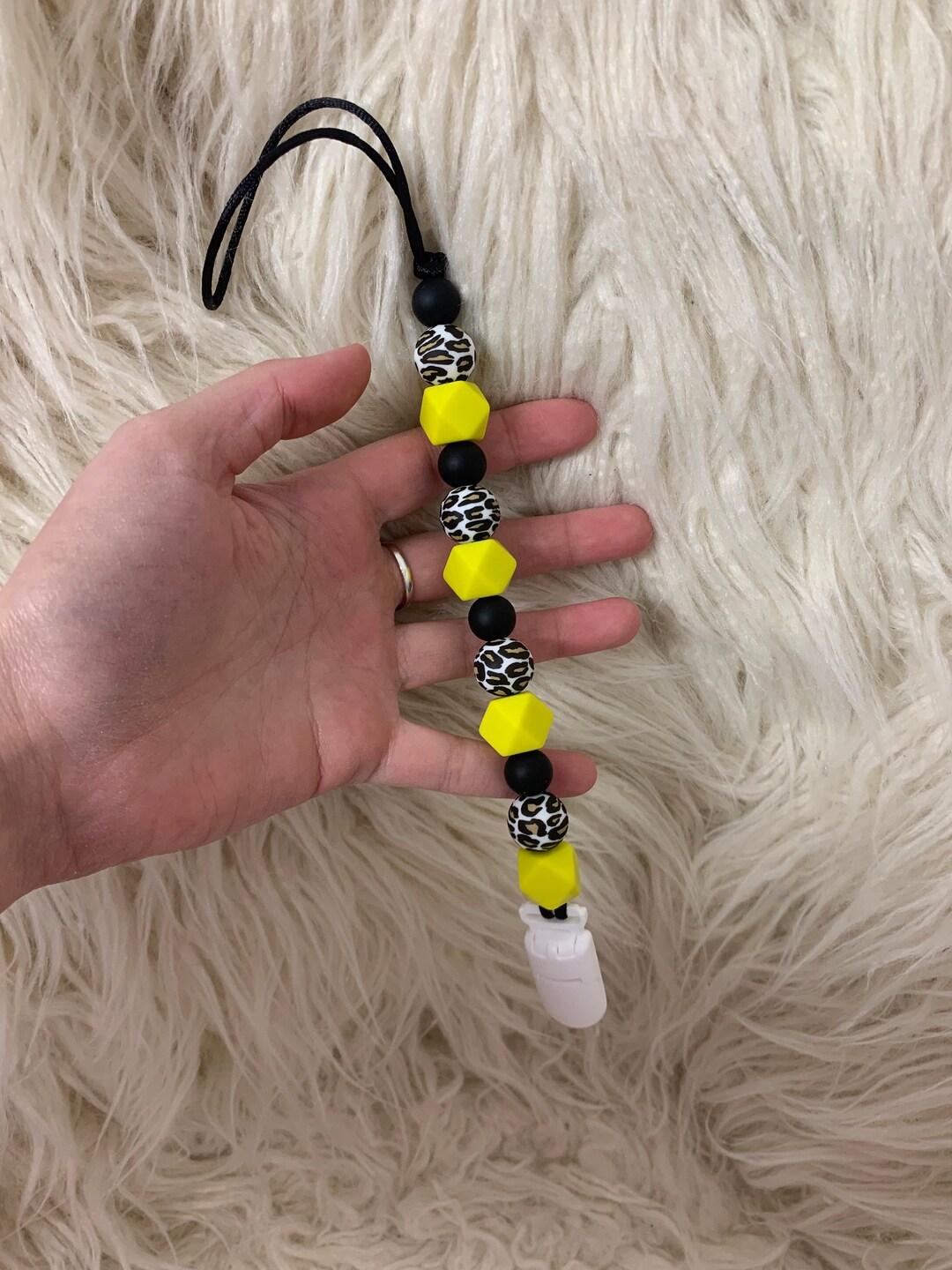 Yellow Leopard Pacifier Clip, Leopard and Yellow Pacifier Clip, Cute ...