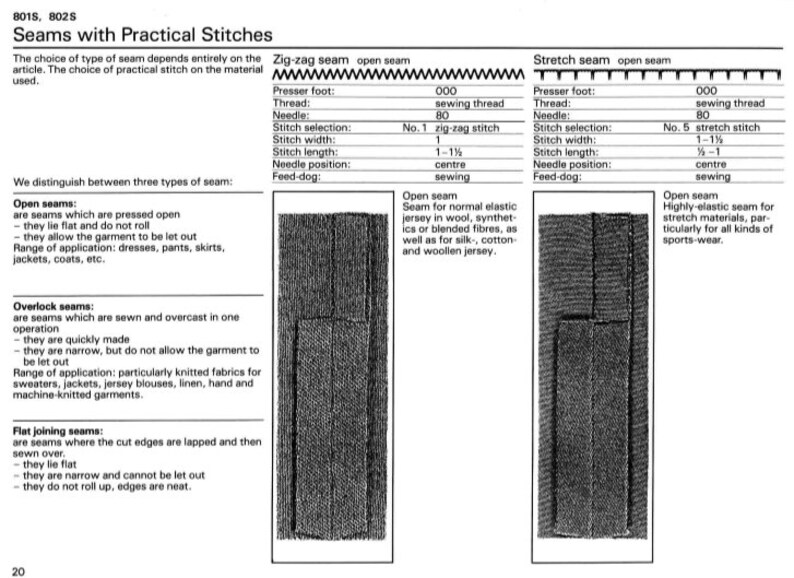 Bernina 801 Sport, 802, 803 Sewing Machine Manual - PDF Download - Etsy