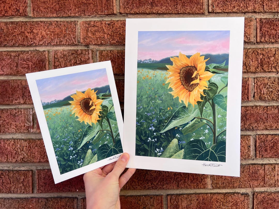Art Print: Sunflower at Sunset Gouache Painting - Etsy