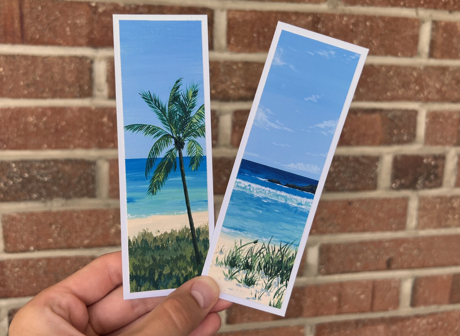 Tropical Beach and Palm Tree Printed Art Bookmarks - Etsy