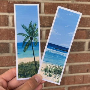 Tropical Beach and Palm Tree Printed Art Bookmarks - Etsy