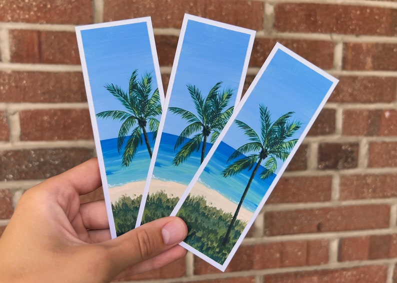 Tropical Beach and Palm Tree Printed Art Bookmarks - Etsy