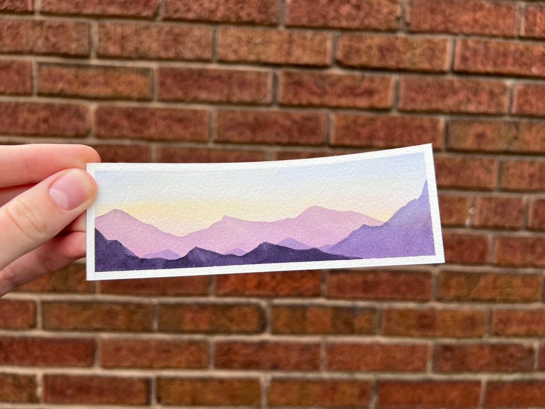 Mountain Sunrise Watercolor Bookmark | Original Hand-painted Bookmark ...