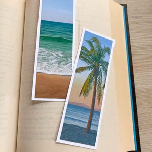 Tropical Beach and Palm Tree Printed Art Bookmarks - Etsy