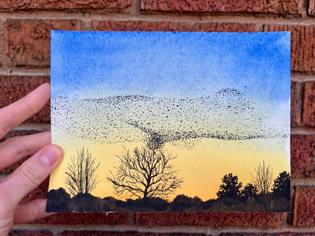 Starling Murmuration | Original Watercolor Painting - Etsy