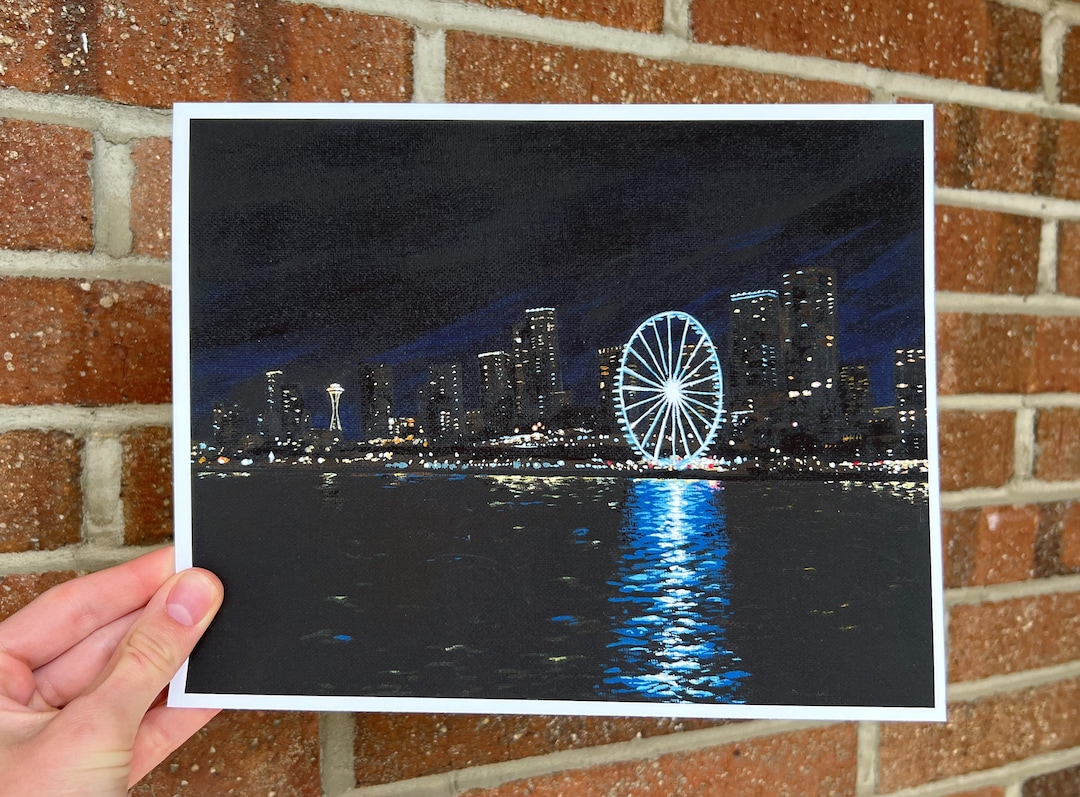 Art Print: Seattle Night Lights Acrylic Painting - Etsy