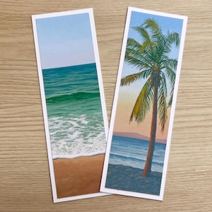 Tropical Beach and Palm Tree Printed Art Bookmarks - Etsy