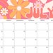 Retro Printable Calendar July 2024 Digital Planner Retro Aesthetic ...