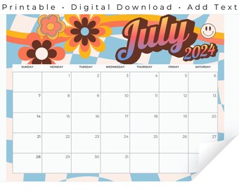 2024 Printable and Editable July Calendar & Planner - Etsy