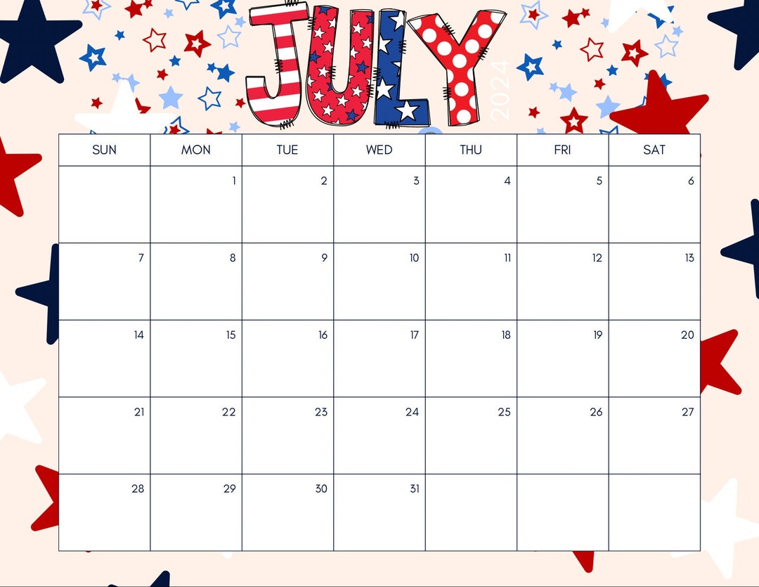 Printable Digital Calendar Planner July 2024 HQ Graphics - Etsy