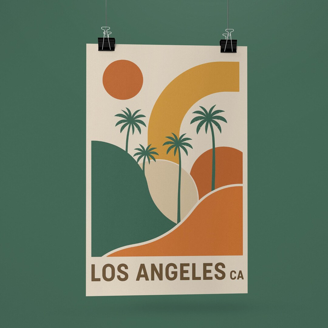 Los Angeles Digital Download Art – Mid Century Modern Minimalist Wall ...
