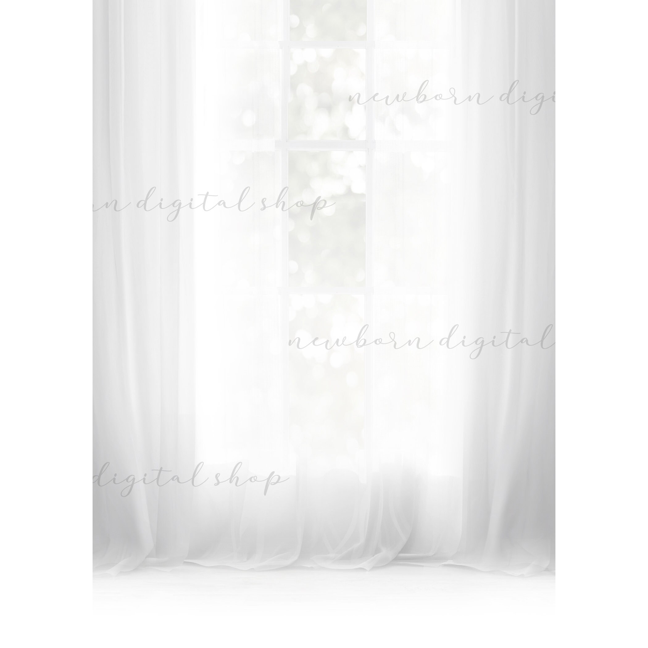 Backlit Window Digital Backdrop OVERLAY White Curtains, Maternity ...