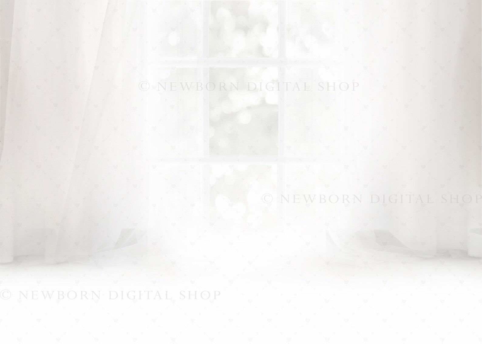 Backlit Window Digital Backdrop for Floor Sitting Horizontal, White ...