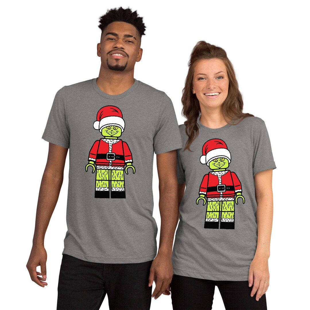 Grinch Lego Mini-figure Short Sleeve T-shirt - Etsy