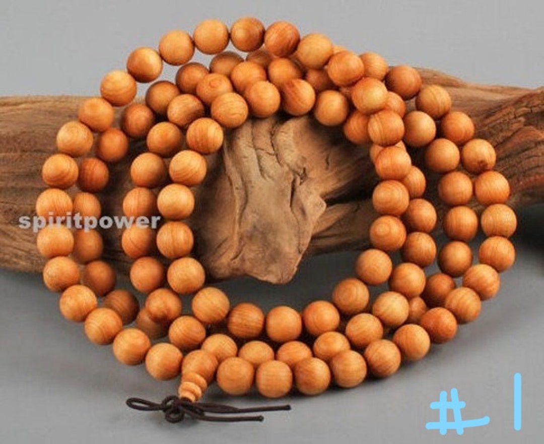 Long Buddhist Fragrant Cedar Wood Prayer Beads 108 8mm Beads Mala ...