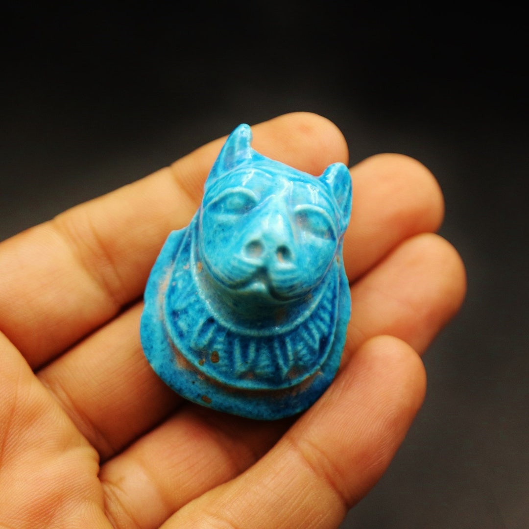 Rare Antique Blue Faience/stone Amulet Figurine Lion God Maahes of ...