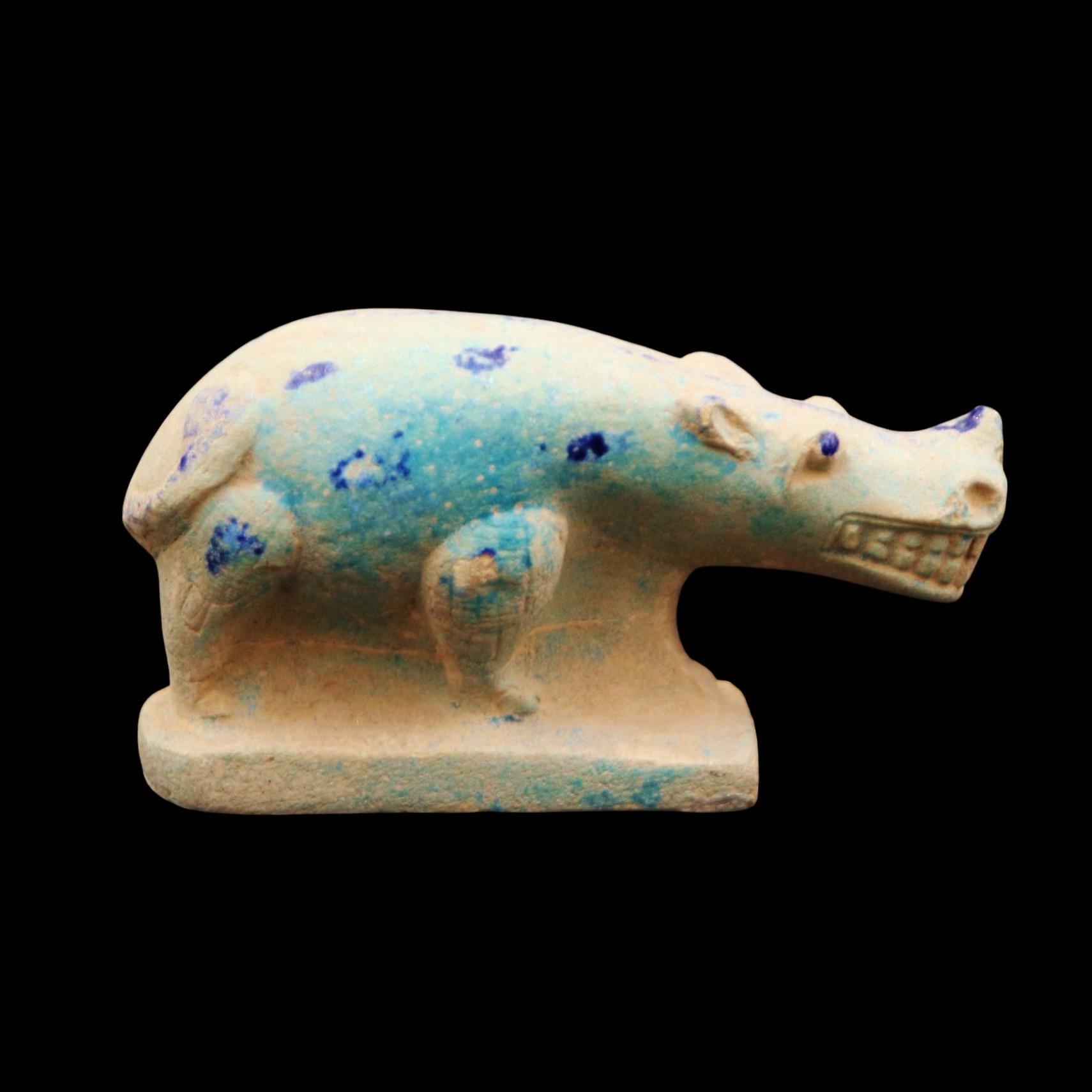 Rare Antique Faience Statue Hippopotamus (hippo) of Ancient Egyptian ...